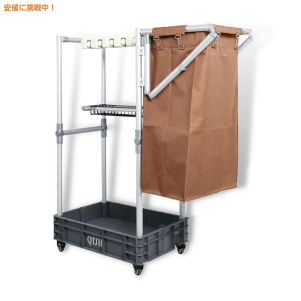 QTJH 清掃用カートJanitorial Cart・ほうきやモップなどの掃除用具を収納できる便利な移動式清掃用カート・家中を移動できるので、手間いらずの掃除が可能です。・簡単に折りたたみができるので、置き場所に困りません。・軽量でさびにく...