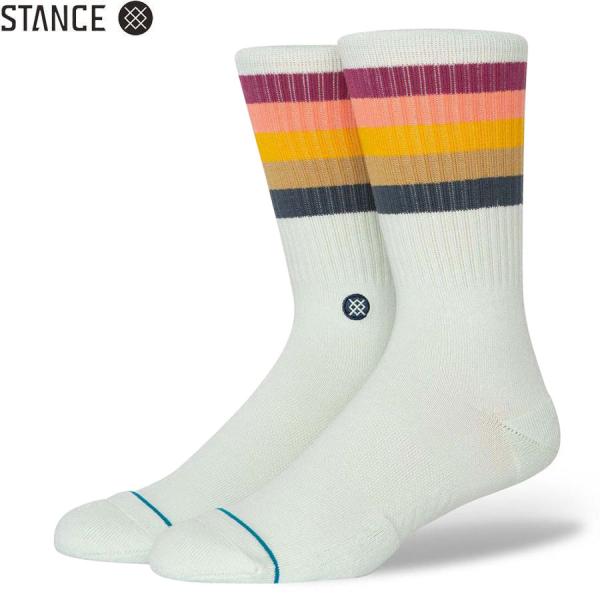 ■商品説明『STANCE』カリフォルニア発のソックスブランド『スタンス』。サーフ、スケート、スノー、ミュージック、アートなどあらゆるシーンをサポートするブランドです。スタンスのクルーソックスです。■素材コットン76％,ポリエステル17%,ポ...