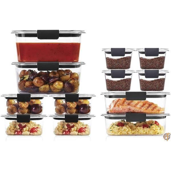 Rubbermaid Brilliance：100%漏れ防止、気密食品保存容器は、透明でBPAフリーのトリトンプラスチック製で、360度の透明度があり、食品を新鮮かつ安全に保ちます。 食品容器はガラスのように透明なので、いつでも中身を確認で...