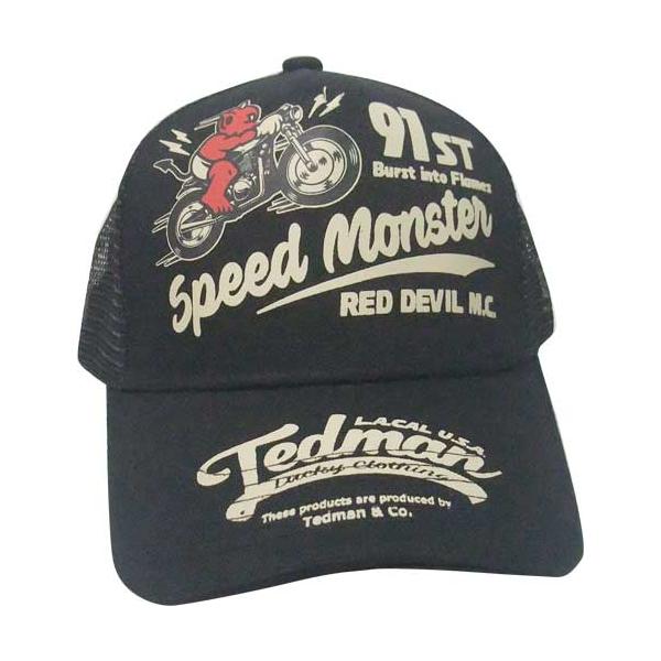TEDMAN　テッドマン メッシュキャップ両サイドがメッシュ「Speed Monster テッドマン」のパターンツバにも　後ろに　プリント大きさ調節可能　アジャスター付き素材表地・・・綿100％メッシュ・・・ポリエステル100％