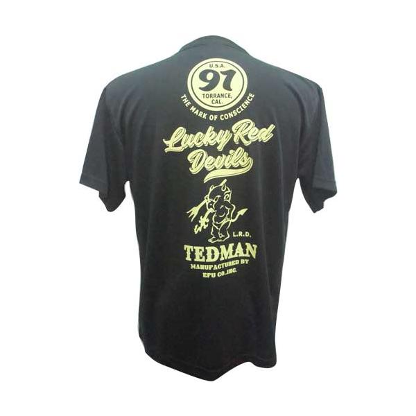 TEDMAN　テッドマン　ドライプリントTシャツ前　後ろ　プリント入りTシャツ「Lucky Red Devils」　のパターンM寸実寸　肩幅45　身幅48　着丈64　袖丈21、L寸実寸　肩幅45　身幅53　着丈69　袖丈21素材・・・ポリエ...