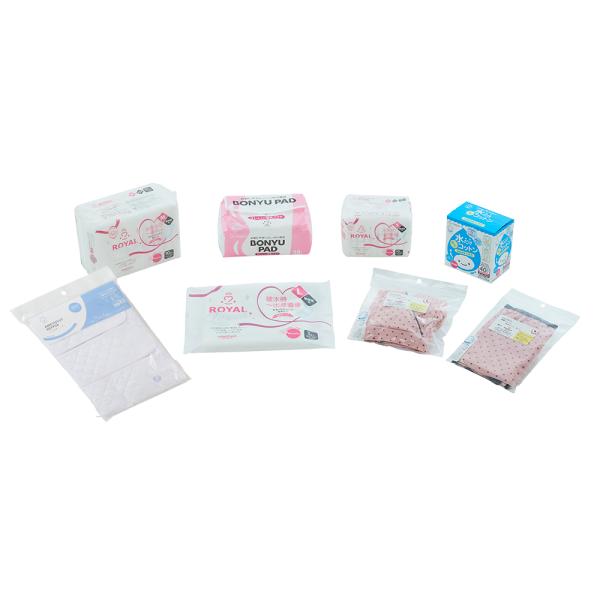 ■セット内容・アメジストママとベビーの水だけぬれコットン40包 1個・アメジストニッパー(伸縮腹帯) 1袋・オサンパットロイヤルタッチL1個入・M10個入・S10個入 各1袋・アメジスト母乳パッド36枚入 1個・ハーフトップブラ水玉ピンク ...