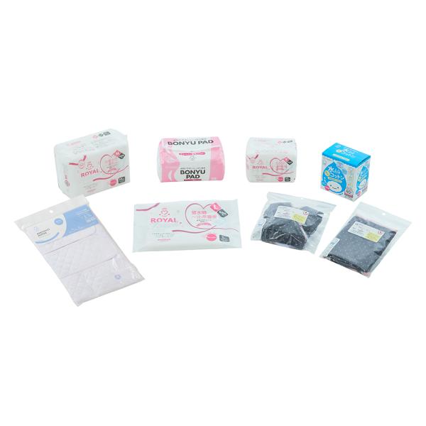 ■セット内容・アメジストママとベビーの水だけぬれコットン40包 1個・アメジストニッパー(伸縮腹帯) 1袋・オサンパットロイヤルタッチL1個入・M10個入・S10個入 各1袋・アメジスト母乳パッド36枚入 1個・ハーフトップブラ水玉ベージュ...