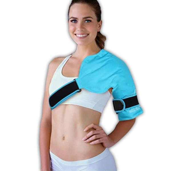 マジックテープとゴムで長さ調整可能 !!ジェルアイスパック左右の肩に装着可能！スポーツの傷害に。リバーシブル素材柔らかくて体のラインにフィットキーワード運動 冷却　マジックテープ　ひんやりグッズ 　スポーツ ジェル肘パッド テニス　運動 部...