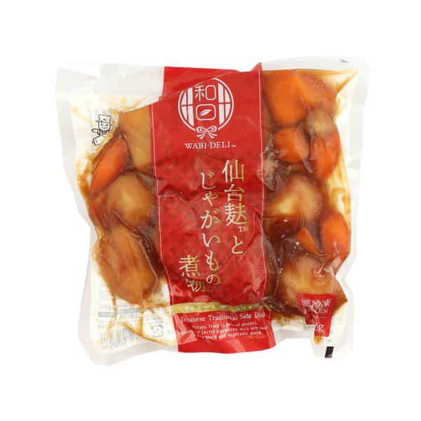 【冷凍】食感と風味が特長のあぶら麸(仙台麸)は豊かな平野が広がる宮城県の名産品。大きめのばれいしょ、仙台麸、たまねぎ、にんじんで手作り感のある一品に仕上げました。野菜と昆布のだしをベースにしたほんのり甘いシンプルな味わいです。※在庫以上の数...