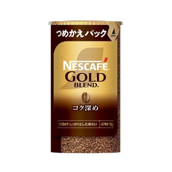 【常温】「ネスカフェ　ゴールドブレンド　コク深め」は、微粉砕した焙煎コーヒー豆の粒を包み込むことで、淹れたての上質な香りとコク深めでしっかりとした味わいを実現した「レギュラーソリュブルコーヒー」です。飲み終わった後、カップの底に見えるその粒...