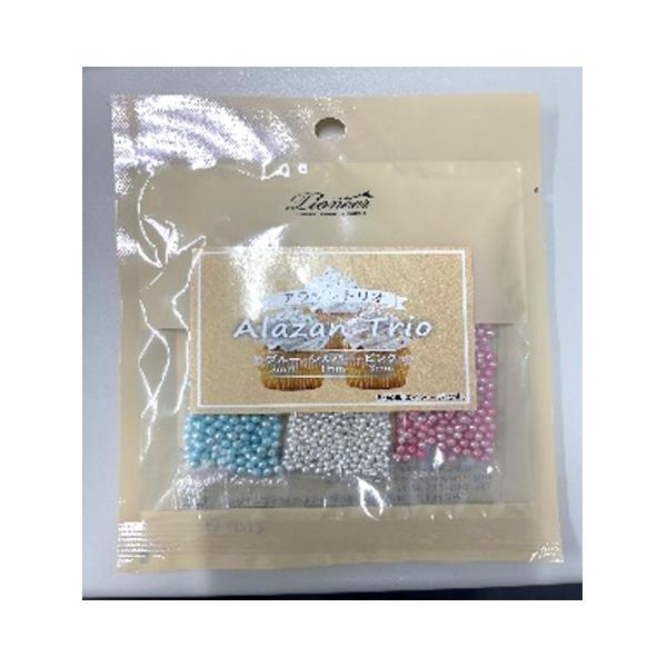 【NEW】【常温】アラザン3色をセットにした、デコレーション用トッピングです。シルバー1mm、ピンク3mm、ブルー3mmの組み合わせで、少量でも華やかな見た目に仕上がります。※在庫以上の数量をご希望の場合は、お手数ですがご注文前に弊社までお...