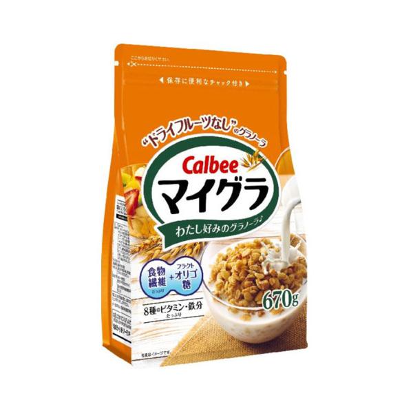 【常温】「マイグラ」はオーツ麦、ライ麦、玄米など5種類の穀物を丁寧に焼き上げたグラノーラです。ドライフルーツが入っていないため、グラノーラ生地そのままおいしさを十分に味わうことができます。 ほのかな甘さと香ばしさ、ザクザクとした抜群の噛み応...
