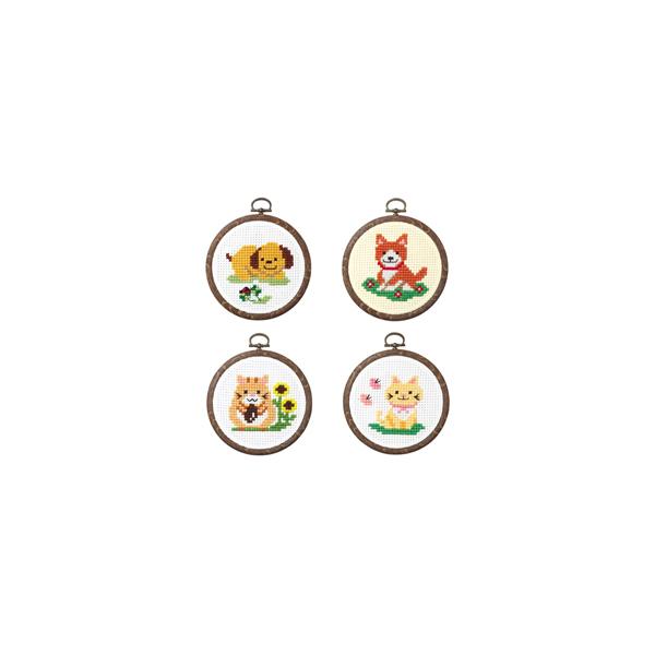 クロスステッチ 刺繍・刺しゅうキット 小さななかまたち■商品のご案内■キット内容25番ししゅう糸刺しゅう布 No.3000 ジャバクロス中目クロス針カラー図案付説明書おしゃれフープ製作時間の目安：3〜4時間商品説明かんたんクロス・ステッチシ...
