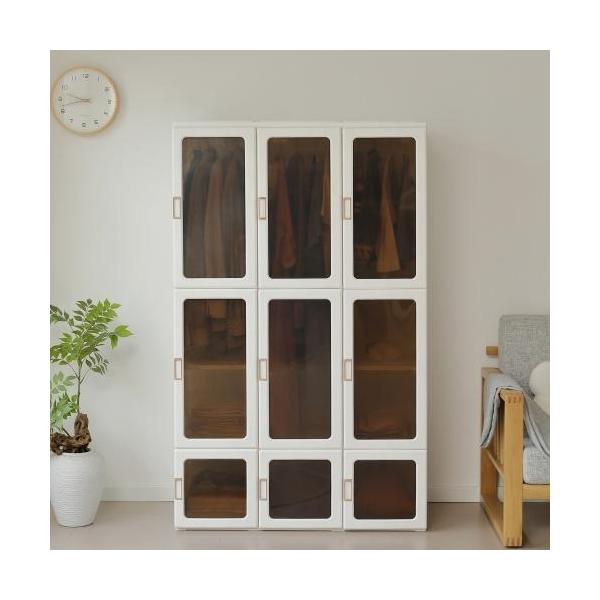 商品名：【長さ69cm、高さ170cmのブラウン×クリアドア付き】ワードローブ・クローゼット・一体型折りたたみ収納ドアラック、ハンガー付き、簡単組み立て、大容量、衣類や雑貨の収納に最適、防塵、省スペース、高耐荷重、新生活にぴったり、スタイリ...