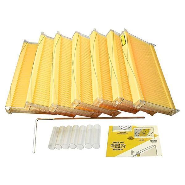 オートフローハニーハイブビーハイブフレームキット養蜂家のために、7個の自動循環コームハニー生養蜂ビーハイブ収穫ハーチューブ＆ハーキー付き