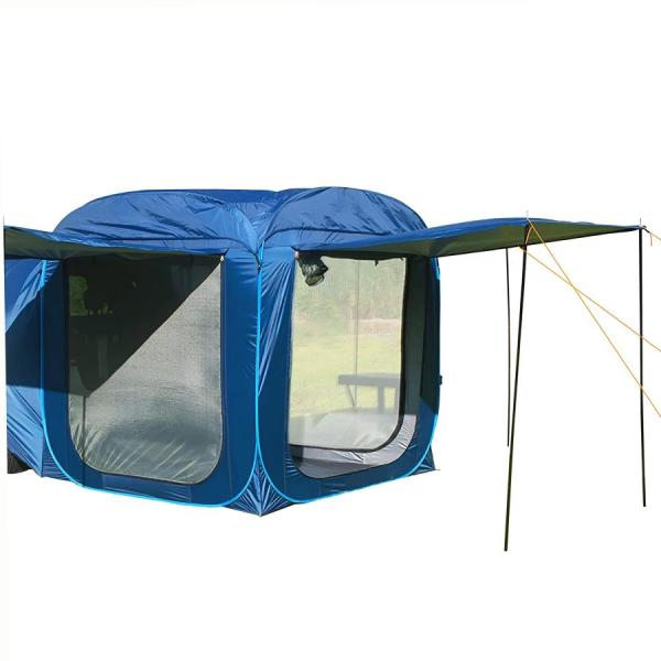 【カーサイドテント】：アウトドアやキャンプを楽しむために、快適なテントは必要不可欠ですよね。 別売りのテントポールを使用することで、カーサイドシェルタータープの自立が可能。このテントなら、面倒な設置は一切不要！わずか5分ほどで完成するので、...