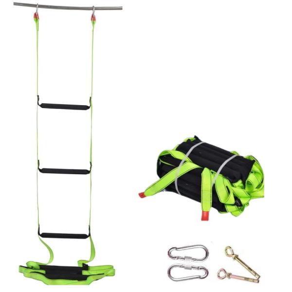 【避難はしご素材】：私たちの消防救助用はしごは、高品質な厚手のポリエステルテープと滑りにくい木製ポールを使用、難燃性で耐久性があり、マンガン鋼のフックが付いているため、信頼できる頑丈な安全はしごを提供します緊急事態で。【軽量でポータブル】：...