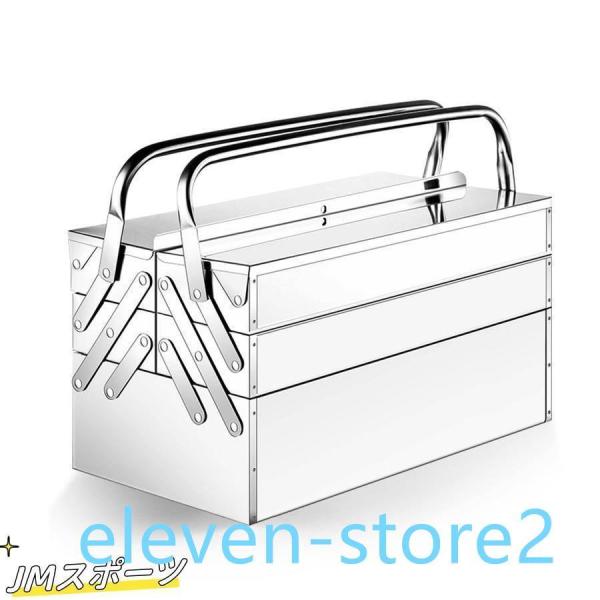 工具箱 ツールボックス、ポータブル2/3段ツールボックス、メタルロック付きステンレススチールストレージツールボックスオーガナイザー、高耐久スチールツールボ