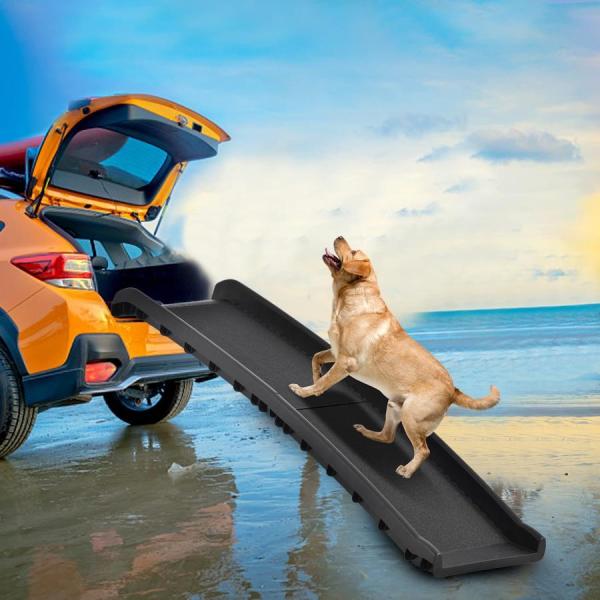 2つ折り ペットスロープ ドッグスロープ 犬ステップ 車用 折りたたみ 軽量 折り畳み 滑り止め 耐荷重75kg ドライブ 収納便利 大型犬用スロープ 乗り降り 踏み台