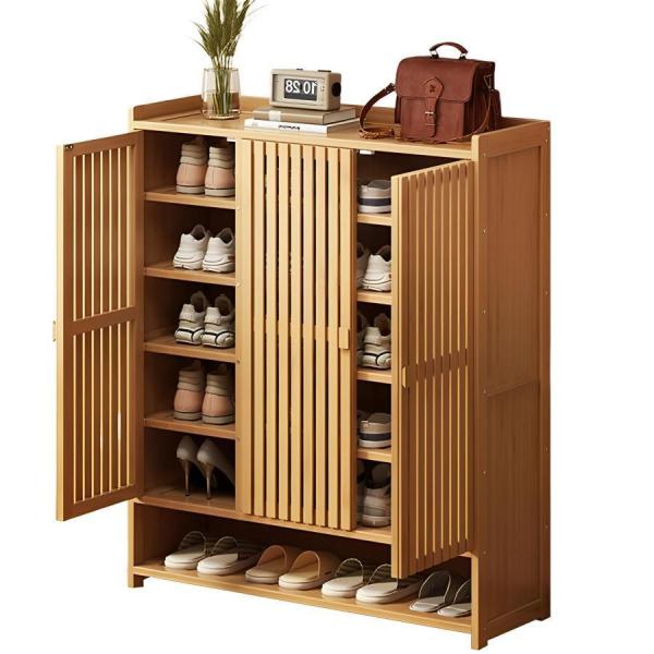 シューズボックス 下駄箱 靴箱 大容量 天然竹製 扉付き 玄関収納 スリム 薄型 省スペース 消臭 組立式 小物収納 玄関 廊下 下駄箱・シューズキャビネット*小さなスクラッチや衝突が発生する可能性がありますが、使用に影響しない場合は返品返...