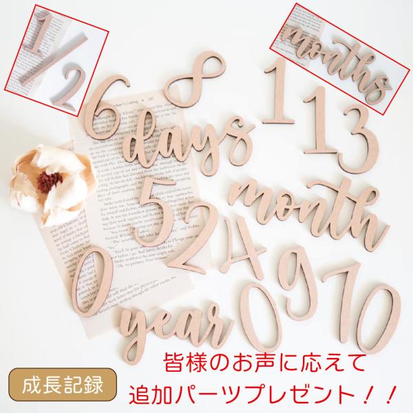 セット内容 ─────・数字0 　 → 3枚1 　 → 2枚2〜9 → 1枚ずつ・文字days、month、year → 1枚ずつ↓↓ さらに ↓↓【 お値段そのまま追加パーツプレゼント 】購入者全員に、「1」 「2」 「months」 「...