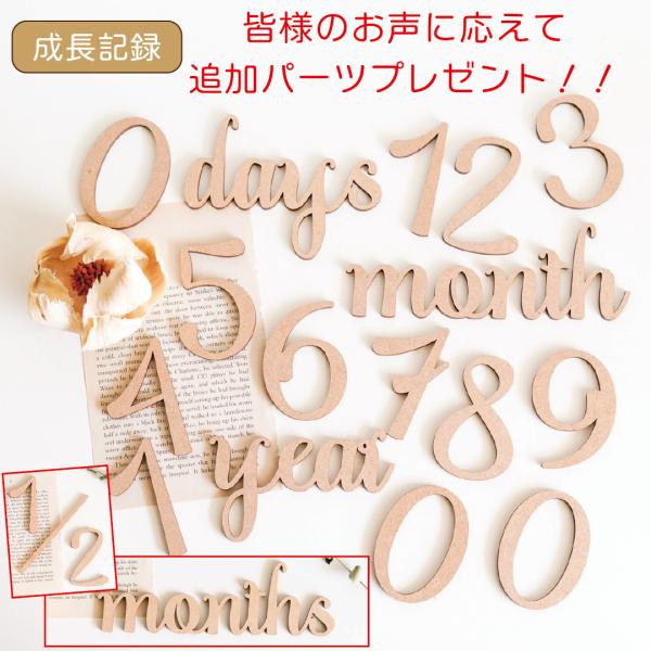 セット内容 ─────・数字0　　→ 3枚1　　→ 2枚2〜9 → 1枚ずつ・文字days、month、year → 1枚ずつ↓↓ さらに ↓↓【 お値段そのまま追加パーツプレゼント 】購入者全員に、「1」 「2」 「months」 「スラ...