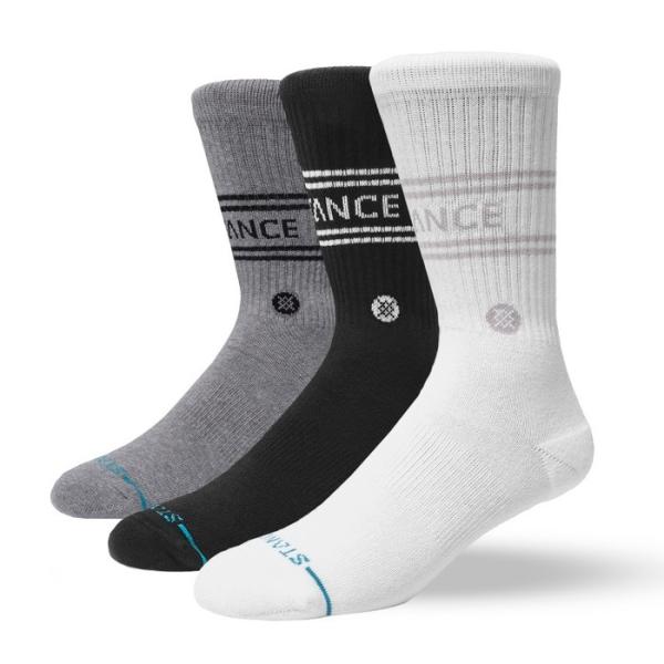 STANCE (スタンス)●3足セット　●スタイル：クルー　●素材：コットンブレンドあらゆるシーンに使える、快適な日常使いのクルーソックス。シンプルなものには、さりげない気品があります。ダメージを受けやすい踵とつま先部分には、強化加工が施さ...