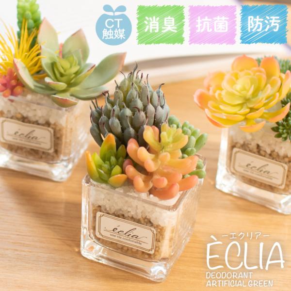 Eclia(エクリア)はただのフェイクグリーンじゃない♪お部屋においておくだけで、空気を綺麗にするCT触媒加工のフェイクグリーン。抗菌・防汚・防臭の効果がある観葉植物なんです。虫がよってきたり、枯れてしまう心配もなし！鉢をひっくり返しても中...
