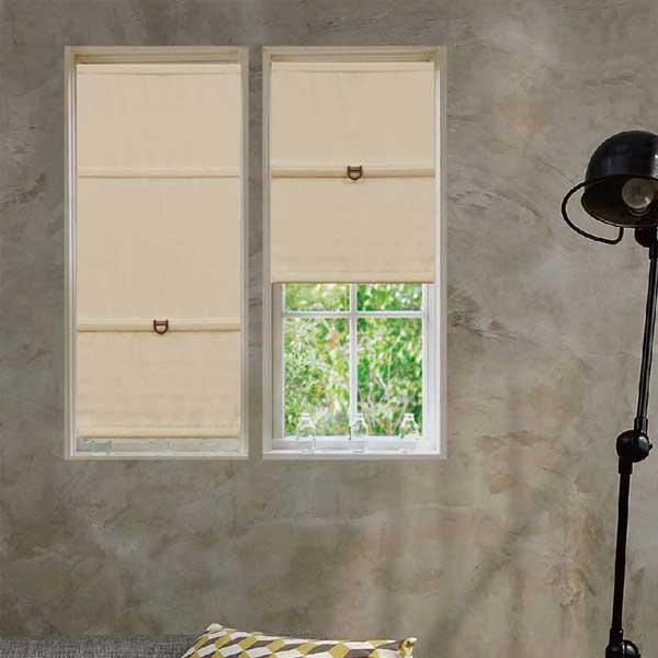 送料無料 小窓やあらゆる収納場所に気軽に取り付け！コードレス ローマンシェード 見た目もすっきり カーテンレールに取付 ねじ不要な突っ張り取付 フックで取付