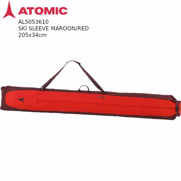 メーカー名：ATOMIC商品名：SKI SLEEVE品番：AL5053610カラー：Maroon Redもっともオーソドックスなスキーケース。ラチェットベルトでサイズ調整可能。調節可能なショルダーストラップ、通気孔、ハンドル、そして簡単にア...