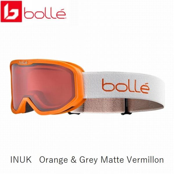 メーカー名：BOLLE商品名：INUK品番：BG055073カラー：Orange &amp; Grey Matte Vermillon3才〜6才適応モデルヘルメット対応ダブルポリカーボネイトレンズポリカーボネイトレンズには、曇りやキズに対し...