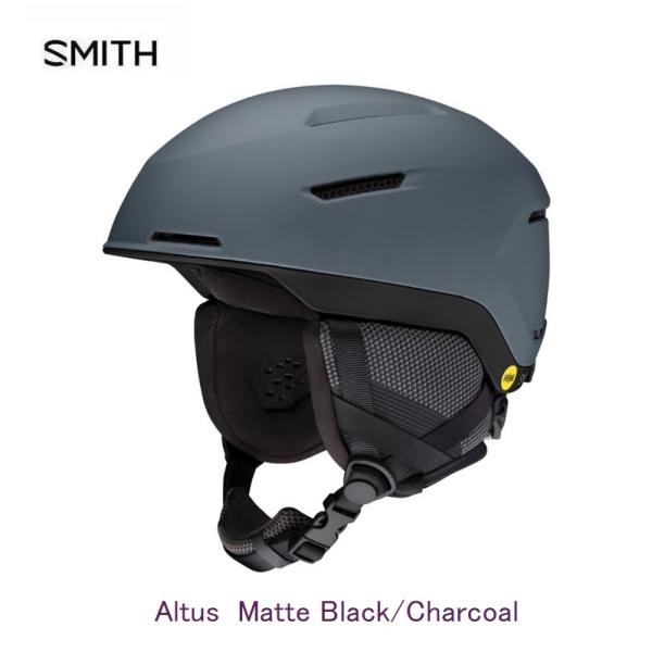 メーカー名：SMITH商品名：Altus アルタス　ミップス MIPS 　USサイズ品番：SMTカラー：Matte Black Charcoalトップ部分のわずかな傾斜とベントホールのデザインがクール感を演出しベンチレーション機能も向上させ...