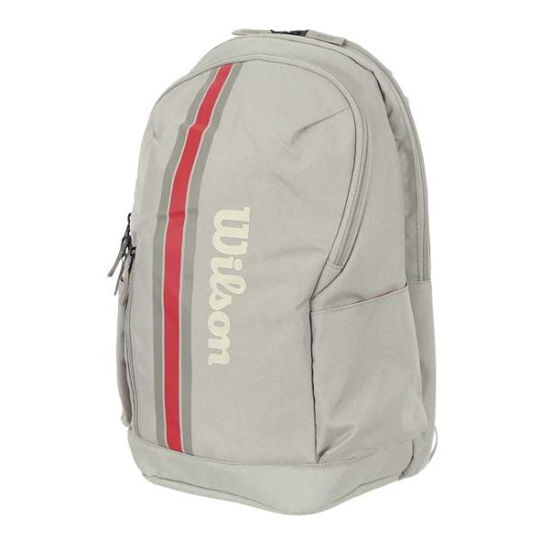 SPECカラー：オーツサイズ：約30×22×46cm素材：ポリエステル100%名称：Wilson Team Backpack 2025原産国/製造国：中国仕様・特徴：フロントのラインがモダンな印象のバックパック。プレーに必要なものがたっぷり...