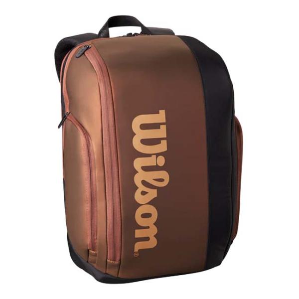SPECカラー：ブラウン×ブラックサイズ：約30×23×47cm素材：ポリエステル79%、ポリウレタン21%名称：WILSON SUPER TOUR PRO STAFF V14 BACKPACK原産国：中国仕様：WilsonのSuper T...