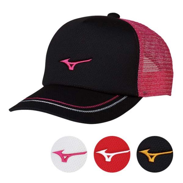 SPECカラー：ホワイト(01)、レッド(62)、ブラック×ゴールド(95)、ブラック×ピンク(97)サイズ：フリーサイズ(頭囲：56-60cm) ※背面のアジャスターで調整可能素材：本体：ポリエステル92%、ポリウレタン8%／メッシュ部：...