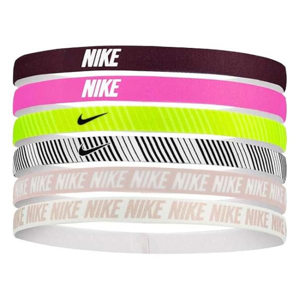 SPECカラー：バーガンディクラッシュ×シルトレッド×ホワイト(629)サイズ：フリー ※平置きサイズ：約1.2×23.5cm素材：ポリエステル76%、ポリウレタン24%入数：色違い6本入り名称：Nike Flex Headbands 6P...