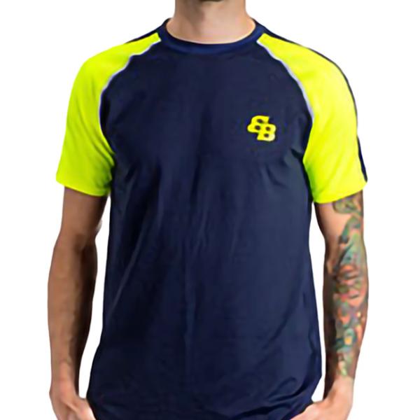 SPECカラー：ネイビー×イエロー ※イエロー部は蛍光イエローに近い色目となります。サイズ：海外サイズ-M(11654)、L(11655)、XL(11656)素材：ポリアミド90%、エラステイン10%名称：BB Men's T-shirt ...