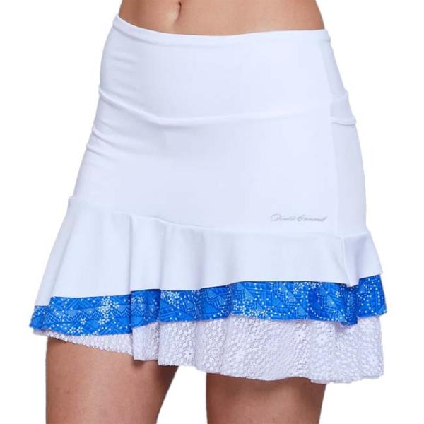 SPECカラー：ホワイト×ブルー(FK15)サイズ：USサイズ XS、S、M、L素材：ポリエステル80%、スパンデックス20%名称：Denise Cronwall Women'sFloral Knit Asymetric 15" Skort...