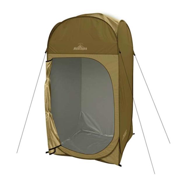 SPECカラー：グリーンサイズ：本体組立時：約W105×D105×H210cm／収納袋入りサイズ：約Φ60×4.5cmウェイト：商品合計：約2.5kgセット内容：本体×1、ペグ×8、ロープ×4、ポール×2、収納バッグ×1素材：ポリエステル、...