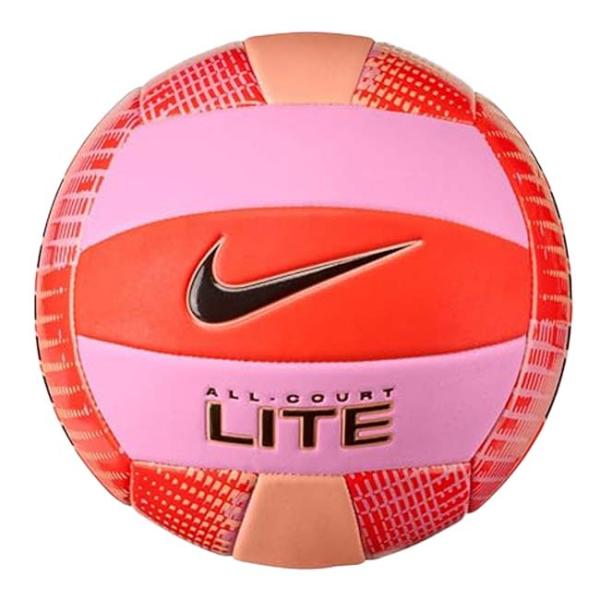 SPECカラー：ピカンテレッド×アプリコットアガタ×ブラック(619)サイズ：5号球 ※一般・大学・高校用素材：合成皮革42%、ゴム35%、ポリエステル20%、ラテックス3%名称：Nike All-Court Lite Volleyball...