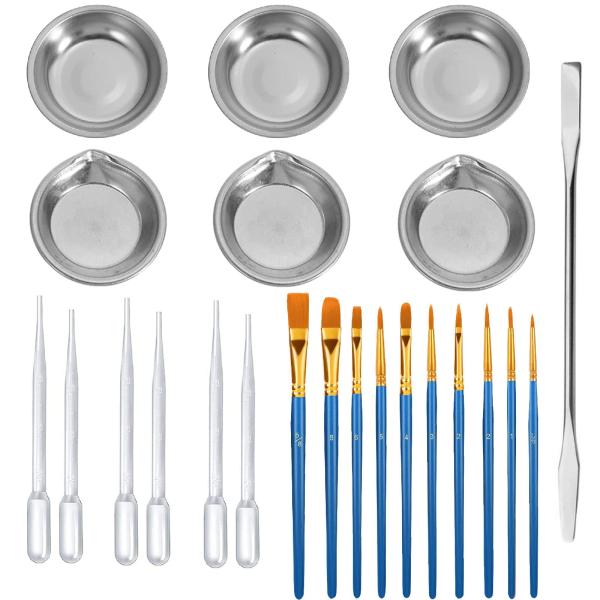 サムコス プラモデル 塗装セット 23点セット 塗装筆 10本 調色スティック 1本 塗料皿 6枚 スポイト 6本 塗装用具