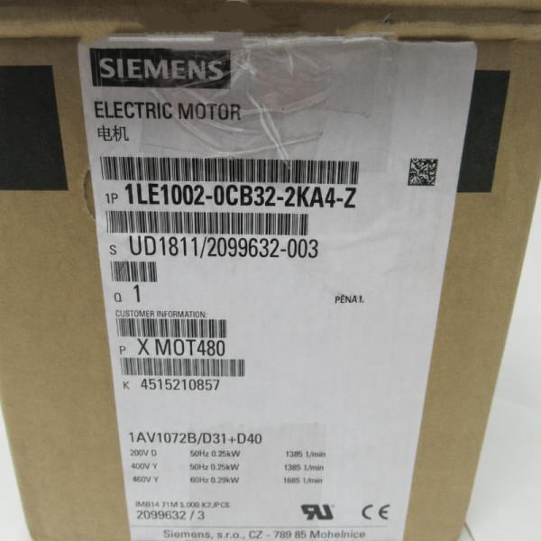 新品 未使用 SIEMENS 1LE1002-0CB32-2KA4-Z ブレーキ付三相モーター【６ヶ月保証】商品仕様】新品/未使用品メーカー：SIEMENS型番：1LE1002-0CB32-2KA4-Zモーター種類：三相かご形誘導モーター複...