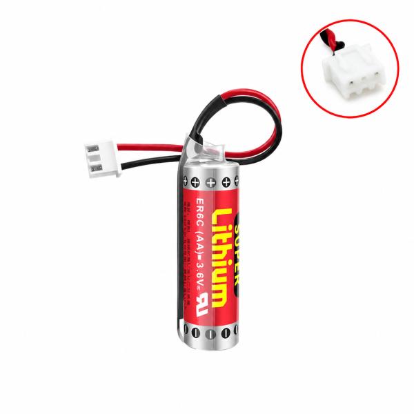 【対応機種】・三菱 FX1N・三菱 FX2N・三菱 FX2NC・三菱 FX3U・その他 F2-40BL 使用機種【仕様】・型番：ER6C・電圧：3.6V・容量：1800mAh・電池サイズ：AAサイズ・3ピン白色コネクタ（3極2線式）付き・電...