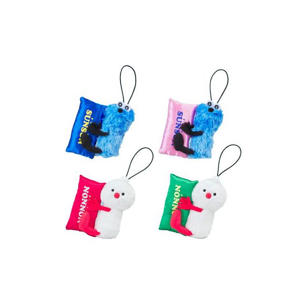 パペットスンスン おやすみピローマスコットメーカー:フリューラインナップ1.スンスン（ブルー）2.スンスン（ピンク）3.ノンノン（レッド）4.ノンノン（グリーン）生産の特性上、塗装ムラや傷がある場合が御座います。交換は受付けておりませんので...