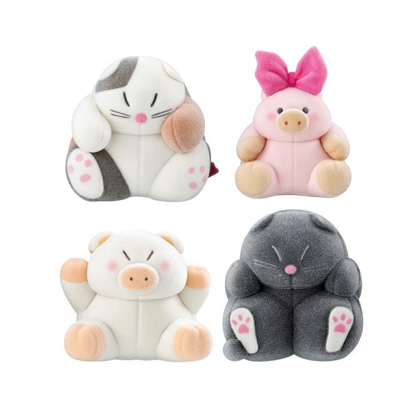capsule flockies 中嶋製作所のぬいぐるみメーカー：バンダイ新古品・未使用品ラインナップ1.ころりんねこ 三毛猫2.ころりんぶた ピンク3.ころりんぶた 白4.ころりんねこ 黒猫ガチャガチャの特性上、冊子折れ及びシワや塗装ムラ...