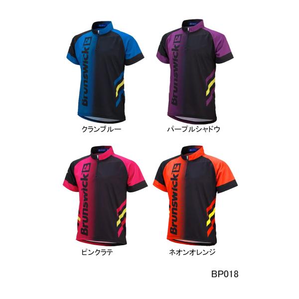 受注生産品/B+/ボウリングウェア/ジッパーシャツ/BP018（男女別サイズ）両サイドと背面の襟下にはサイバーパンクを連想させるシャープでクールなアローデザインをレイアウト。カラー(サイズ)：グランブルー・男性用(S〜3XL)、パープルシャ...