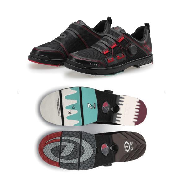 Dexter/ボウリングシューズ THE 9・ストライカー・BOA(左右兼用)(ブラック/レッド)カラー：ブラック/レッド材質：通気性テキスタイルアッパー・反射TPUフィル<br />特徴1：BOALi2 多方向精密フィットシス...