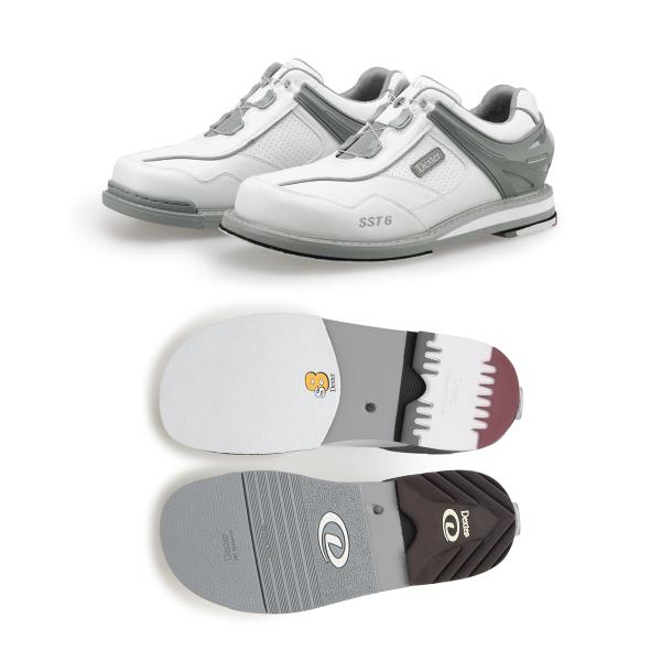 Dexter/ボウリングシューズ SST6・ハイブリッド・BOA(右投げのみ)(ホワイト/グレー)カラー：ホワイト/グレー※ヒールのみ両足張替可能で、ソールは片足のみとなっています。材質：ソフトで耐久性のある人工アッパー。特徴：BOAフィッ...