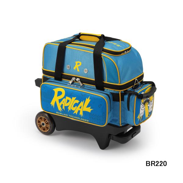 Radical/ボウリング コンパクト・ダブルローラーバッグ/BR220(25)機能性とデザイン性を兼ね備えた従来定番モデルとなります。最新モールドを使用しており、スリムだけれども大容量収納が可能なバッグです。ボール２個が収納可能、バッグ側...