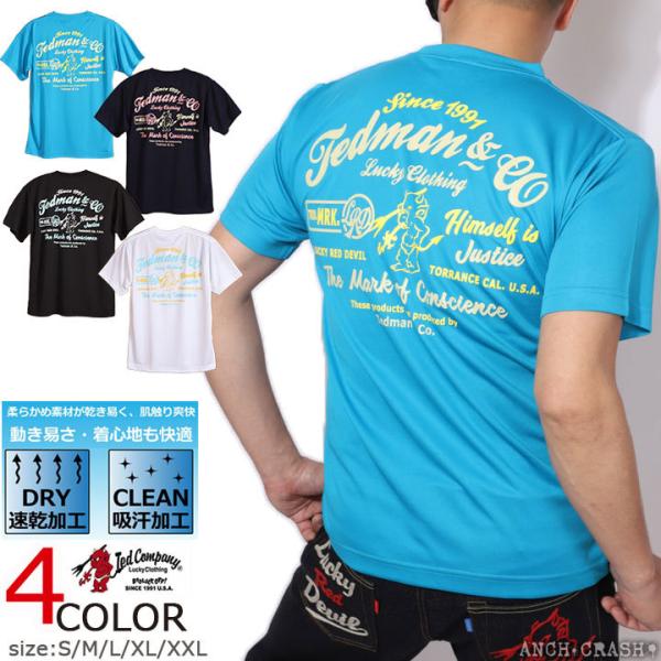 メール便送料250円(ポスト投函で御座います)【TEDMAN'S(テッドマン)】『TEDMAN &amp; CO』半袖ドライTシャツ！吸汗速乾性に優れ、汗をかいてもサラリとした着心地を実現した機能素材『シルキードライボディー』を使用したTシ...