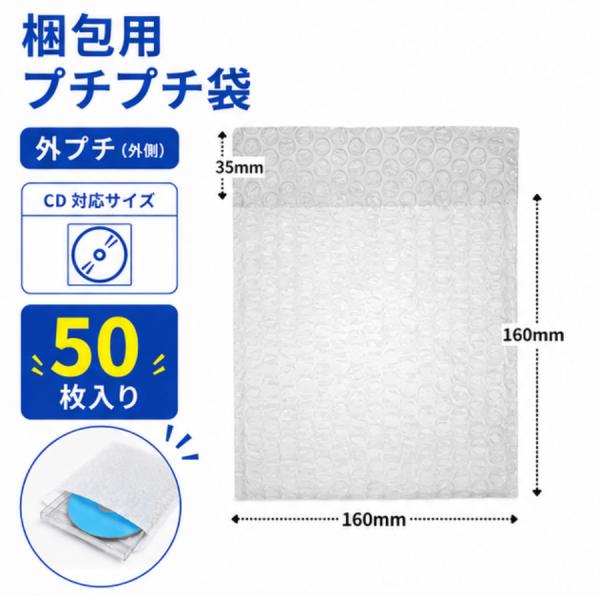 通販業者様、オークションユーザー様にオススメ！CD・任天堂DSソフト用プチプチ袋！標準品よりやや柔らめの川上産業製ｄ３６です。中身を保護するのに十分な緩衝力！内側に凸がないのでプチプチに引っかかることなくスムーズに入れることができ便利です。...