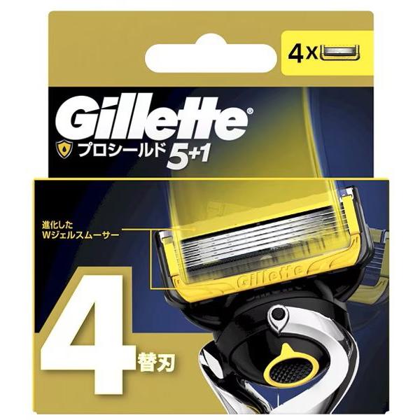 商品名 Gillette ジレット プロシールド 替刃内容量 4個　商品案内 ◆すべてのプロシールド、プログライド、フュージョン、スキンガードのホルダーで使用できます。◆進化したWジェルスムーサー。◆究極の深剃りに肌へのやさしさを実現。◆W...