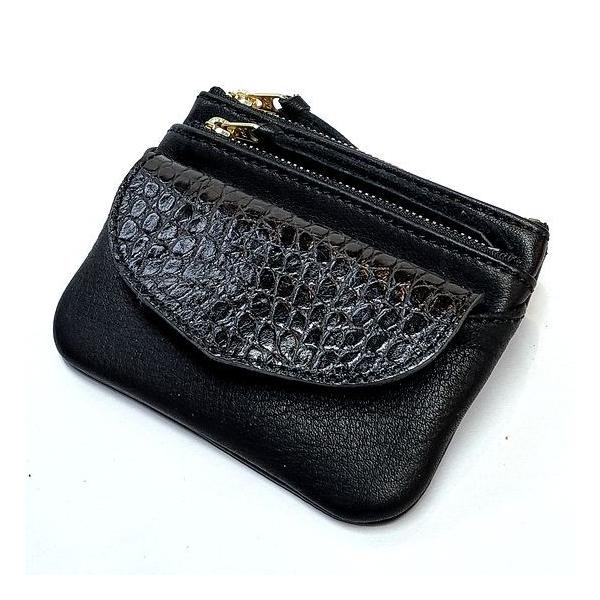 ■サイズ：　約95mm×115mm×15mm■素材：牛革●使いやすさを追求したコンパクトなミニ財布です。●素材は柔らかい牛革とクロコダイル型押し牛革のコンビ。●お好みで小銭入とカードを入れ替えてもOK。1番上の札入れにはお札は2つ折りで縦に...
