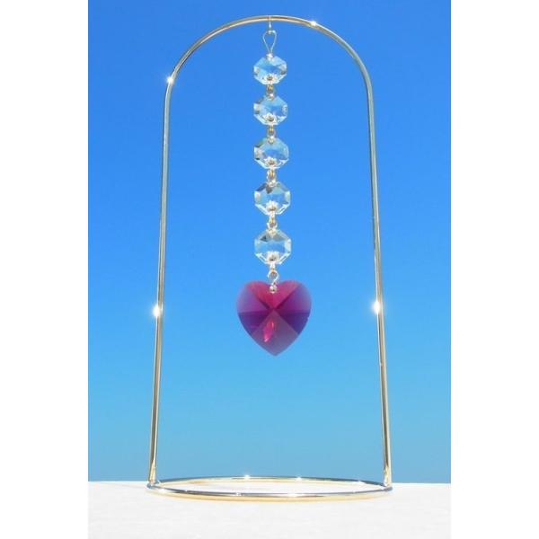 ◆商品名：サンキャッチャー（ハート）◆サイズ / 高さ：２０cm　幅：８．５cm◆材質 / 金属部：ゴールド コーティング　ガラス部 / 使用部材：スワロフスキー クリスタル◆クリスタルの色：　クリスタル（透明色）14mm×5個　ハートクリ...